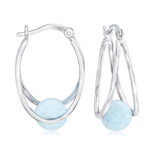 ross-simons gemstone double hoop earrings in sterling silver