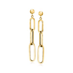 ross-simons 14kt yellow gold paper clip link graduated drop earrings