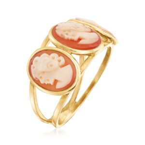 Ross-Simons Italian Orange Shell Cameo Ring in 18kt Gold Over Sterling. Size 7