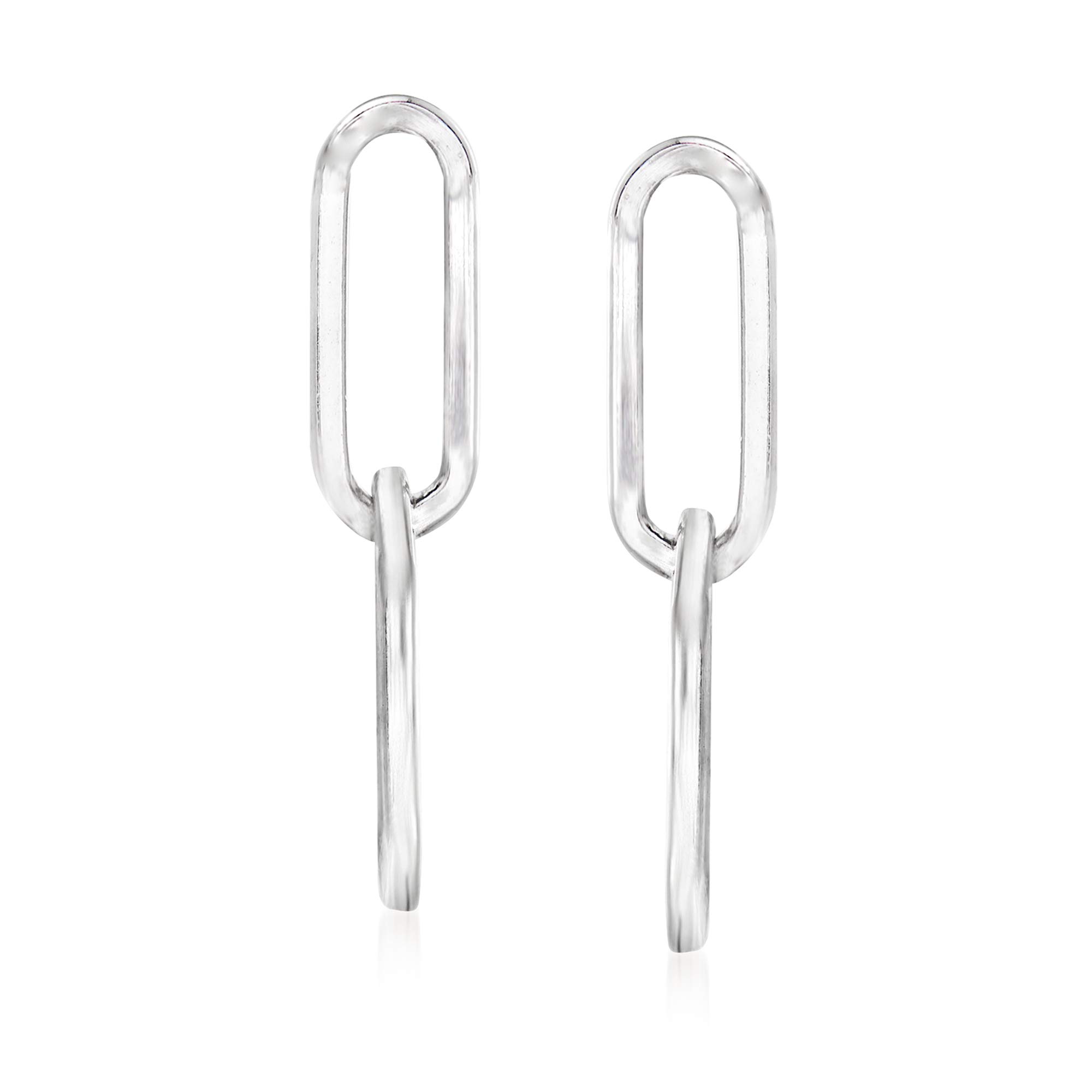 Ross-Simons Italian Sterling Silver 1 Inch Paper Clip Link Drop Earrings