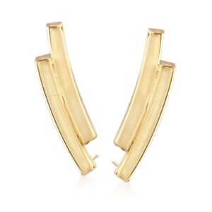 rs pure by ross-simons 14kt yellow gold mini double-curve ear climbers