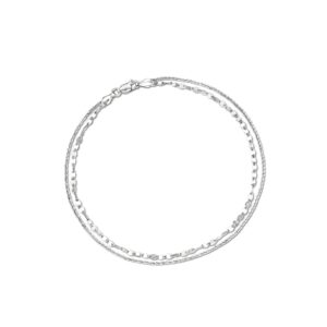 ross-simons italian sterling silver dual-chain draped anklet. 10 inches