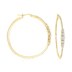 ross-simons 1.70 ct. t.w. cz hoop earrings in 18kt gold over sterling