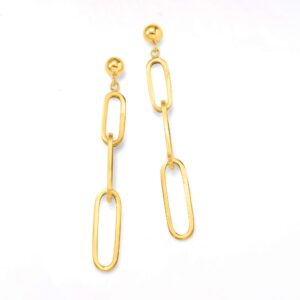 Ross-Simons 14kt Yellow Gold Paper Clip Link Graduated Drop Earrings