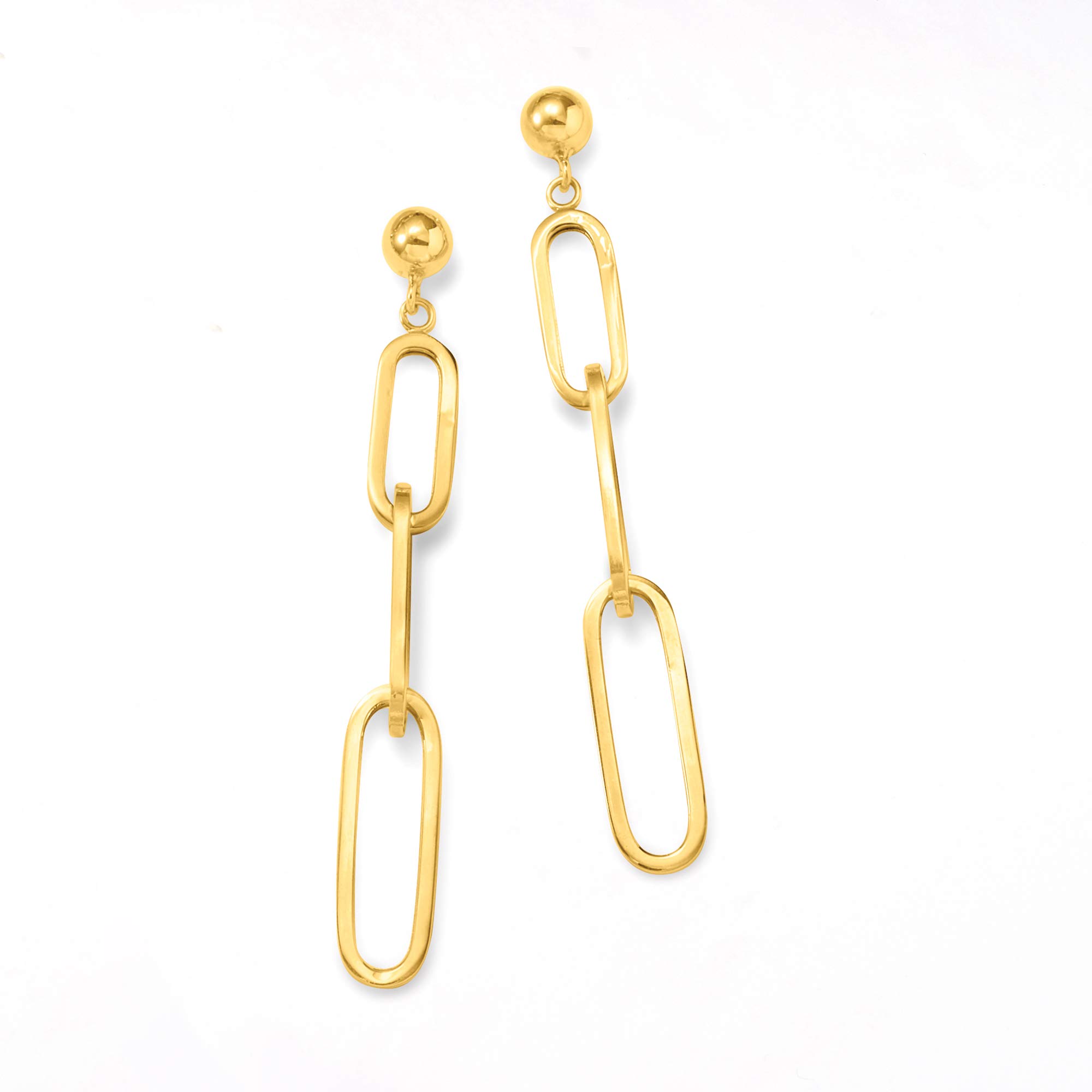 Ross-Simons 14kt Yellow Gold Paper Clip Link Graduated Drop Earrings