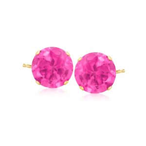 ross-simons 8.70 ct. t.w. pink topaz stud earrings in 14kt yellow gold