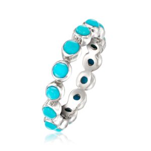 Ross-Simons Turquoise Eternity Band in Sterling Silver. Size 7