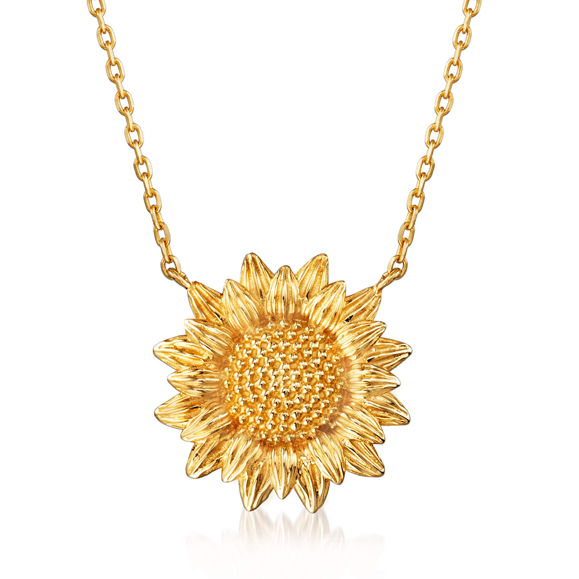 Ross-Simons 14kt Yellow Gold Sunflower Necklace. 18 inches