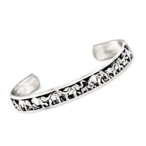 ross-simons sterling silver elephant cuff bracelet. 7 inches