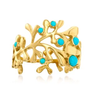 ross-simons turquoise reef ring in 18kt gold over sterling. size 9