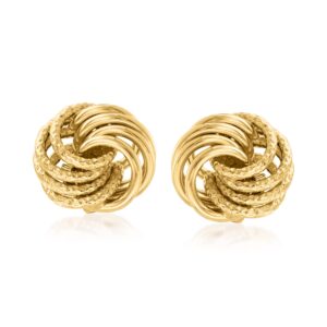 ross-simons italian 14kt yellow gold love knot stud earrings