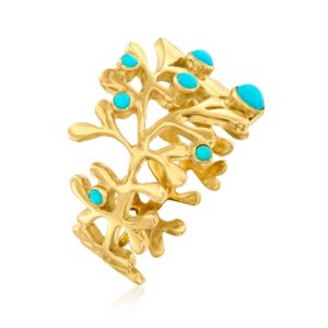 Ross-Simons Turquoise Reef Ring in 18kt Gold Over Sterling. Size 9