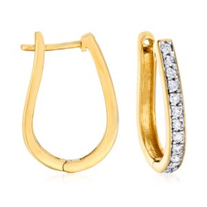 ross-simons 0.50 ct. t.w. diamond oval hoop earrings in 18kt gold over sterling