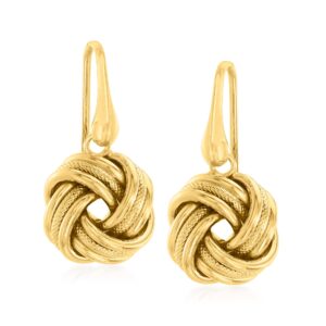 ross-simons 18kt gold over sterling love knot drop earrings