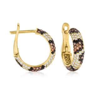 ross-simons 1.39 ct. t.w. multicolored cz leopard-print huggie hoop earrings in 18kt gold over sterling