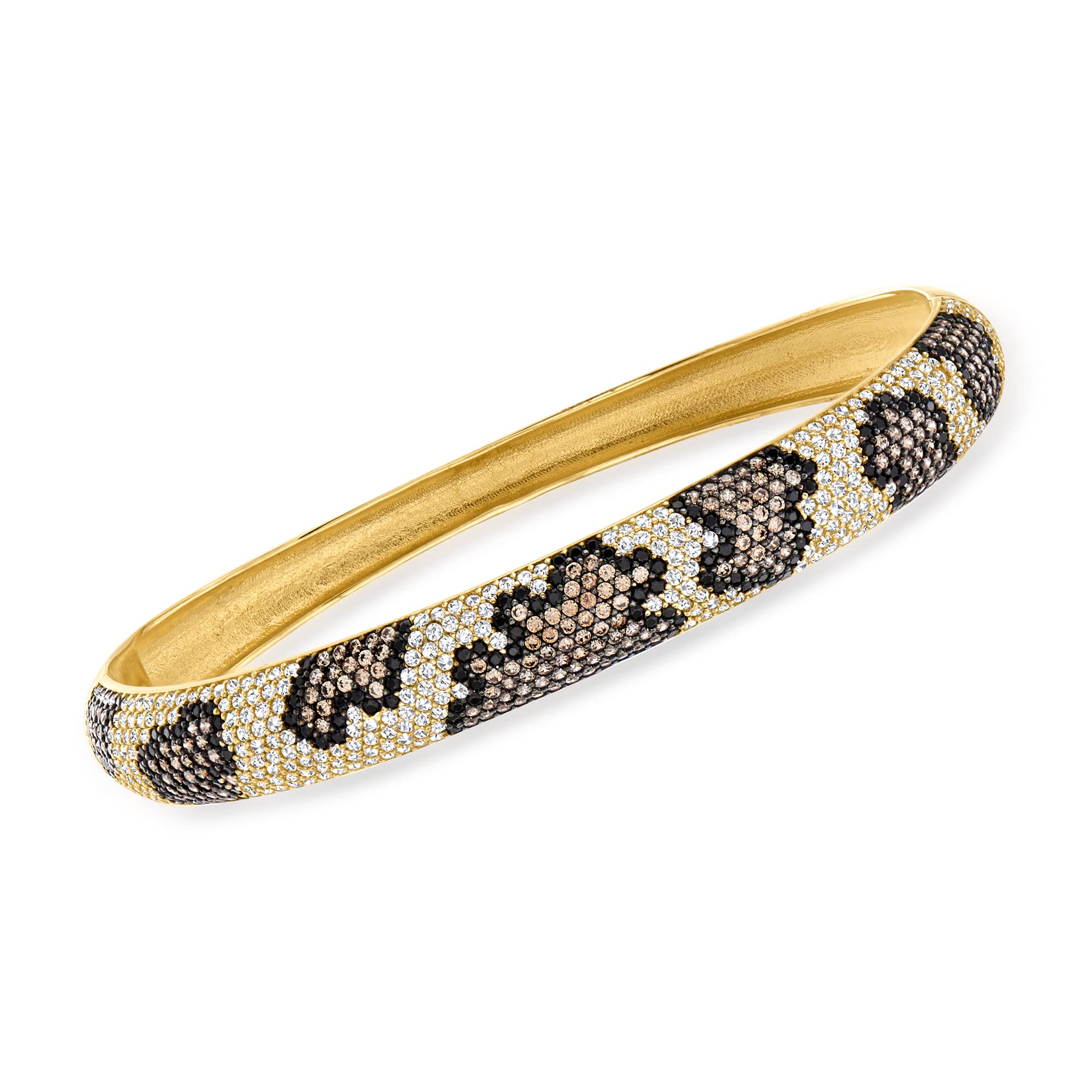 Ross-Simons 3.55 ct. t.w. Multicolored CZ Leopard-Print Bangle Bracelet in 18kt Gold Over Sterling. 7.5 inches