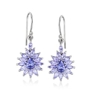 ross-simons 2.90 ct. t.w. tanzanite drop earrings in sterling silver