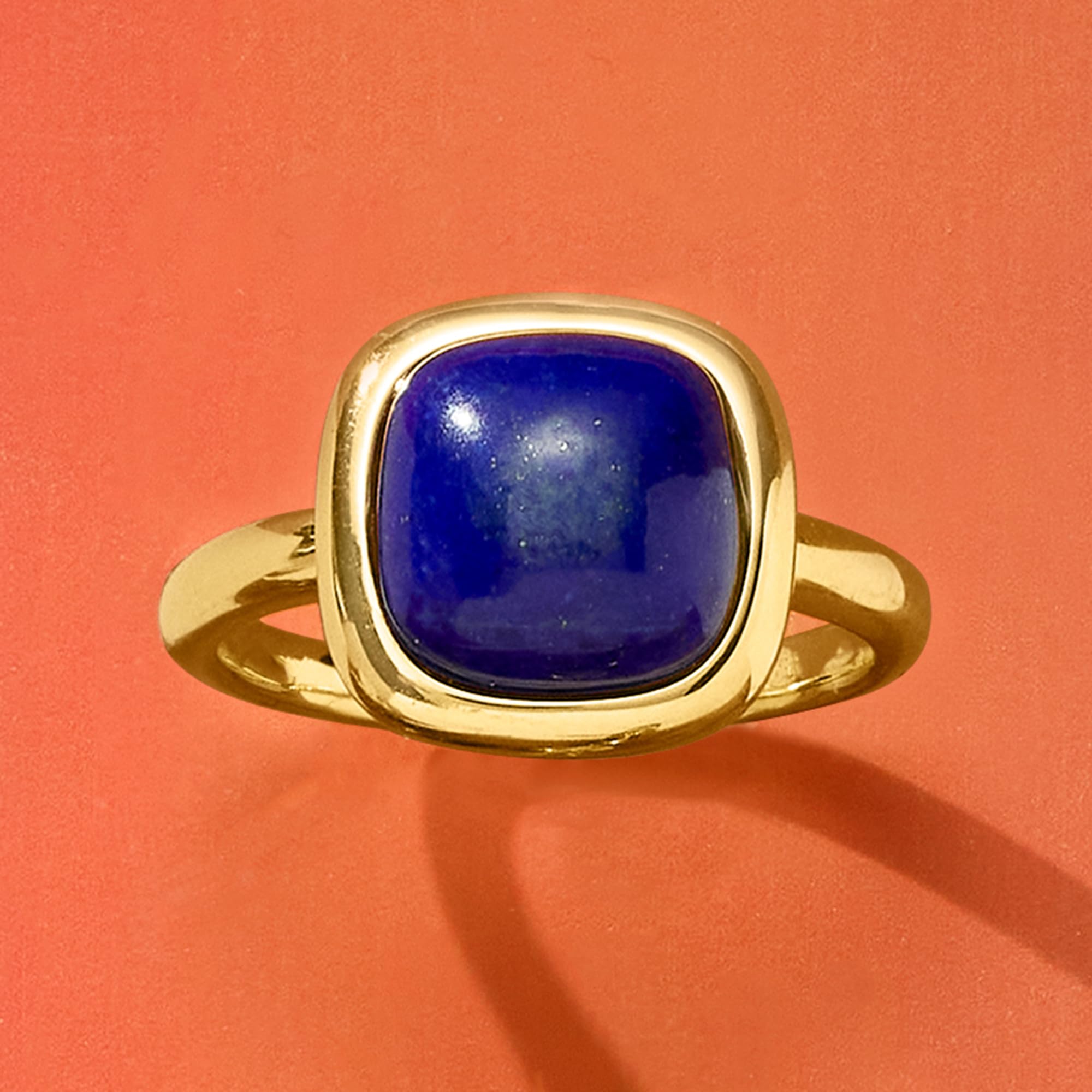 Ross-Simons Square Lapis Ring in 18kt Gold Over Sterling. Size 8