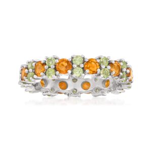 ross-simons 1.20 ct. t.w. citrine and 1.10 ct. t.w. peridot eternity band in sterling silver. size 5