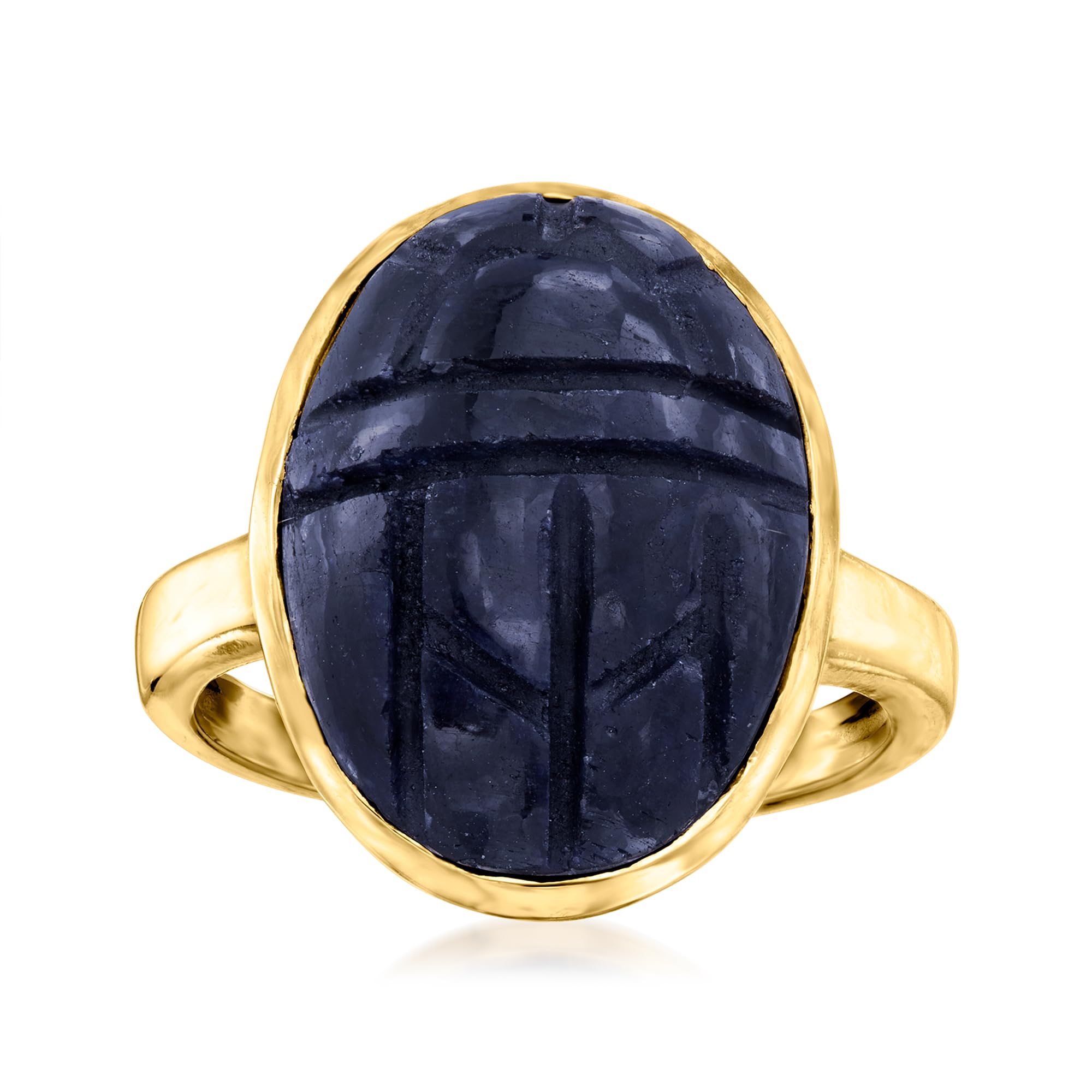 Ross-Simons 16.00 Carat Sapphire Scarab Ring in 18kt Gold Over Sterling. Size 7