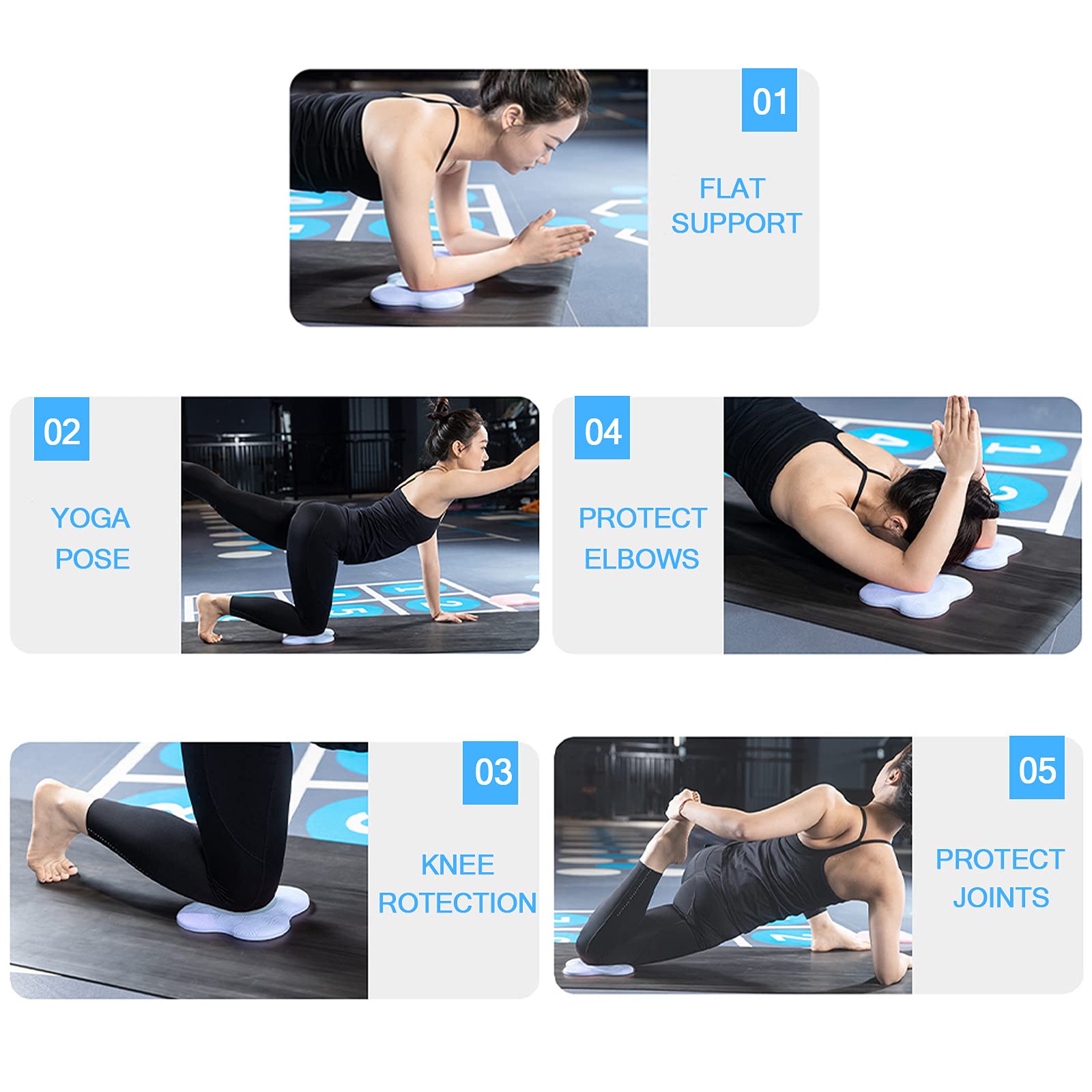 JADE KIT 2 PCS Yoga Knee Pads Anti Slip Yoga Support Foam Pads for Women and Men, yoga kneeling pad for Protecting Knees Elbows Wrist Hands, Blue