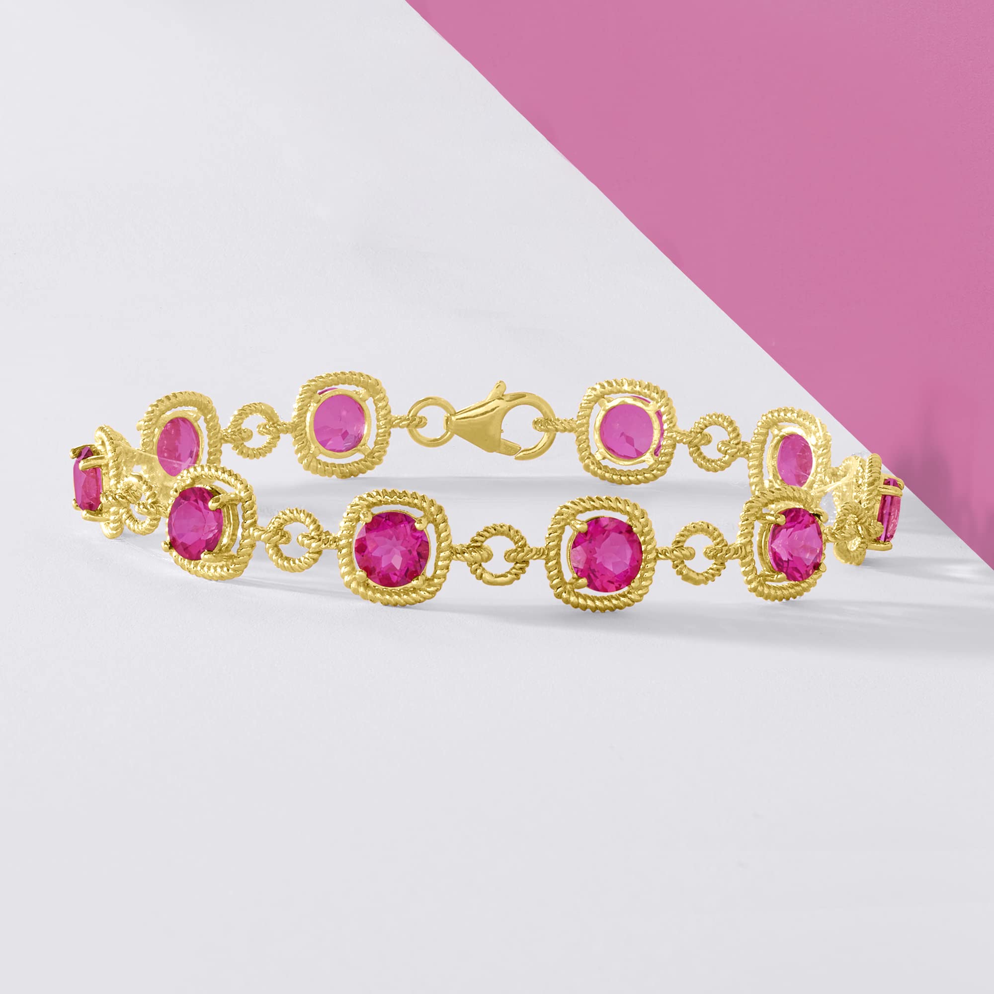 Ross-Simons Oval Gemstone Bracelet in 18kt Gold Over Sterling