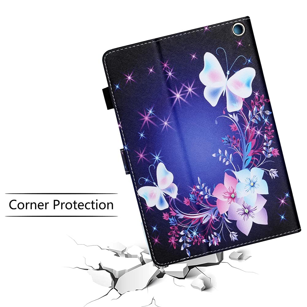 Fancity Case Fits All-New Amazon Kindle Fire HD 10 & 10 Plus (13th/11th Generation, 2023/2021 Release), PU Leather Stand Cover with Smart Auto Wake/Sleep & Pen Holder Card Slot, Purple Butterfly