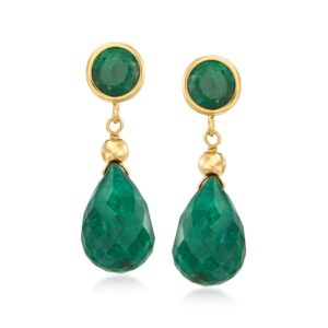 ross-simons gemstone drop earring in 14kt yellow gold