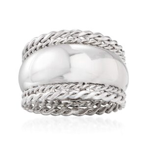 ross-simons sterling silver roped-edge ring. size 9