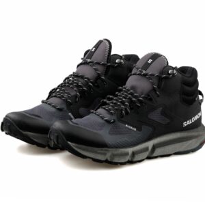 SALOMON Men's Camping & Hiking Shoes, Ebony Black Stormy Weather, 12 AU