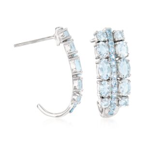 ross-simons 2.10 ct. t.w. aquamarine and .50 ct. t.w. swiss blue topaz earrings in sterling silver