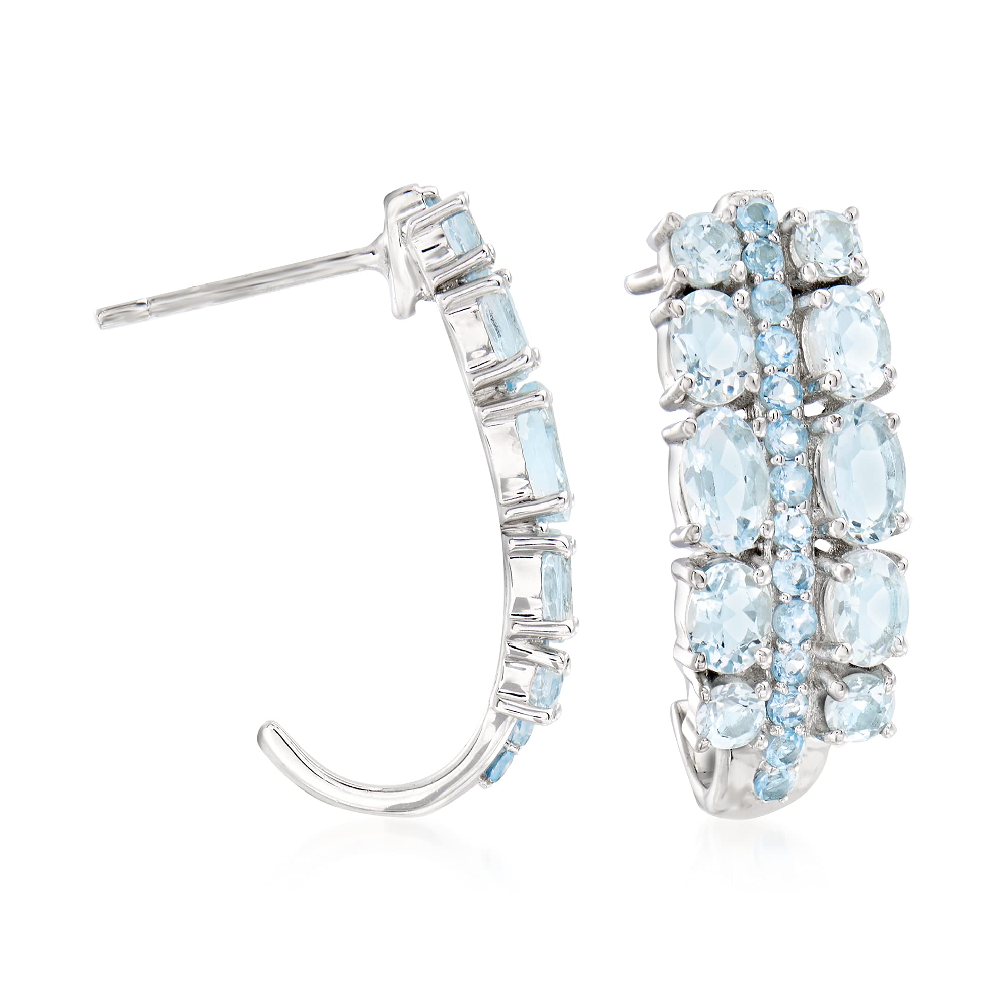 Ross-Simons 2.10 ct. t.w. Aquamarine and .50 ct. t.w. Swiss Blue Topaz Earrings in Sterling Silver