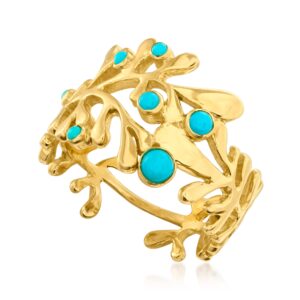 Ross-Simons Turquoise Reef Ring in 18kt Gold Over Sterling. Size 9