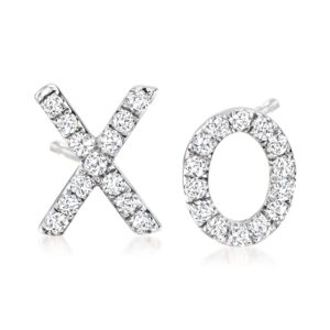 ross-simons 0.10 ct. t.w. diamond x/o mismatched earrings in 14kt white gold