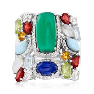 ross-simons 7.08 ct. t.w. multi-gemstone ring in sterling silver. size 8