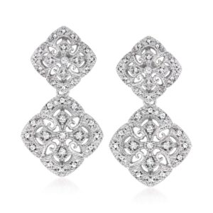 ross-simons 0.25 ct. t.w. diamond filigree drop earrings in sterling silver