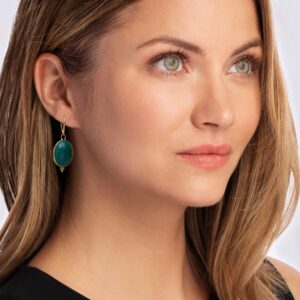 Ross-Simons Green Chalcedony Scarab Drop Earrings in 18kt Gold Over Sterling