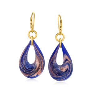 ross-simons italian multicolored murano glass teardrop earrings in 18kt gold over sterling