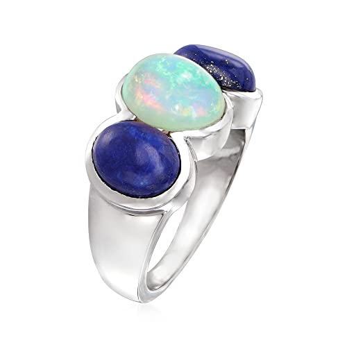 Ross-Simons Ethiopian Opal and Lapis Ring in Sterling Silver. Size 7