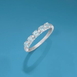 Ross-Simons 0.60 ct. t.w. Aquamarine Ring With Diamond Accents in 14kt White Gold. Size 7