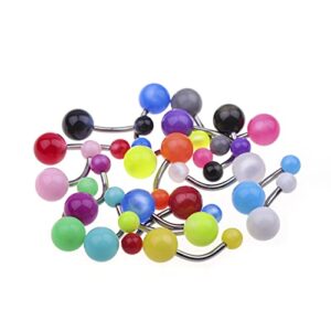 Memsion 14G Belly Button Ring Surgical Steel Belly Piercing Jewelry 20 Pieces Belly Button Rings Packs Plastic Barbell Navel Piercing Jewelry Belly Rings for Women