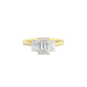 rosie collection 3 stone emerald cut cubic zirconia 925 sterling silver anniversary engagement ring 14k yellow gold over 6