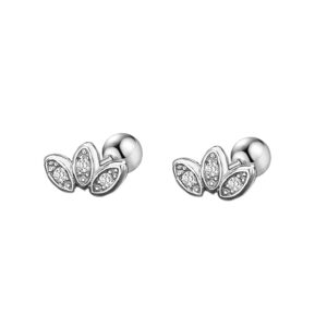 20g cubic zirconia tiny sleeper stud earrings sterling silver 925 crystal rhinestone leaf crown cartilage tragus barbell earring studs helix ear piercing screw back cute jewelry gifts for women bff (style 1 silver)