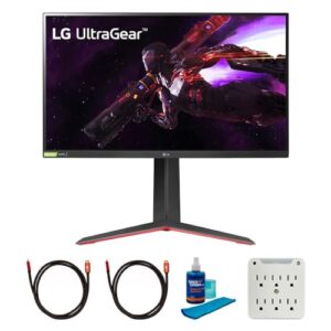 lg 27gp850-b 27 inch ultragear qhd 2560 x 1440 nano ips gaming monitor + amd freesync bundle with 2x 6ft universal 4k hdmi 2.0 cable, universal screen cleaner and 6-outlet surge adapter