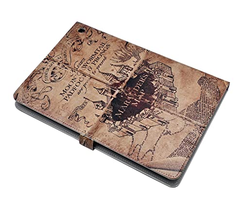 YHB Case for Amazon Fire HD 10 & HD 10 Plus Tablet (11th Generation 2021 Release), Premium PU Leather Folding Stand Multiple Viewing Angles Protective TPU Cover, Marauder's Map Vintage