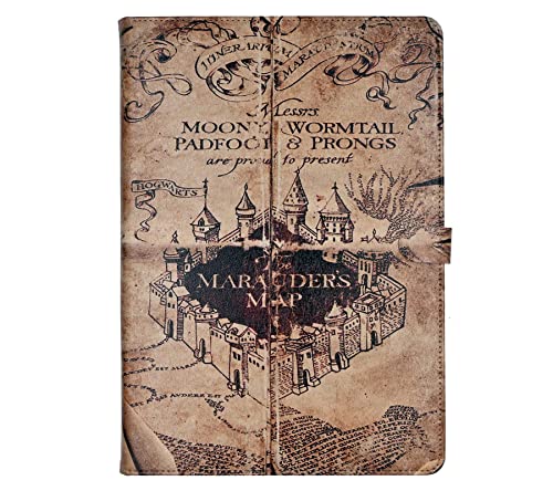 YHB Case for Amazon Fire HD 10 & HD 10 Plus Tablet (11th Generation 2021 Release), Premium PU Leather Folding Stand Multiple Viewing Angles Protective TPU Cover, Marauder's Map Vintage