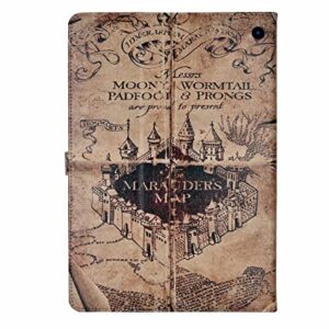 YHB Case for Amazon Fire HD 10 & HD 10 Plus Tablet (11th Generation 2021 Release), Premium PU Leather Folding Stand Multiple Viewing Angles Protective TPU Cover, Marauder's Map Vintage