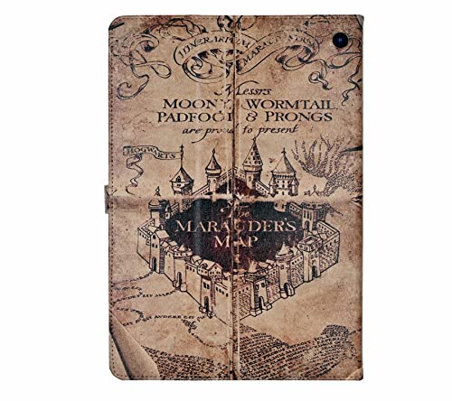 YHB Case for Amazon Fire HD 10 & HD 10 Plus Tablet (11th Generation 2021 Release), Premium PU Leather Folding Stand Multiple Viewing Angles Protective TPU Cover, Marauder's Map Vintage