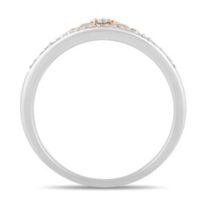 Jewelili Enchanted Disney Fine Jewelry Sterling Silver and 10K Rose Gold 1/6 Cttw Natural White Round Diamonds Ariel Tiara Ring Size 7