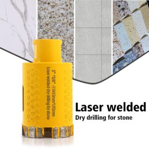 Casaverde 2 Inch Diamond Granite Drill Bits Diamond Core Drill Bits for Stone Granite Outside and Inside Protection Laser Welded Hole Saw(50mm)